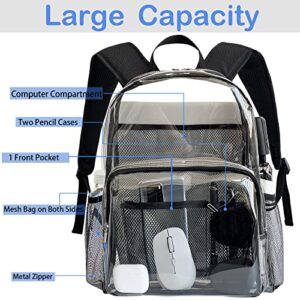 Large Clear Backpack Heavy Duty PVC Transparent Bookbag See Through Plastic Backpacks for Stadium School Work concert Sport Event Security Travel(black)