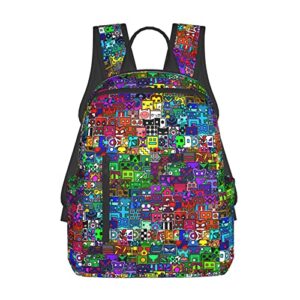 geometry dash travel backpack multipurpose for kids teens unisex casual daypacks laptop bookbag outdoor black