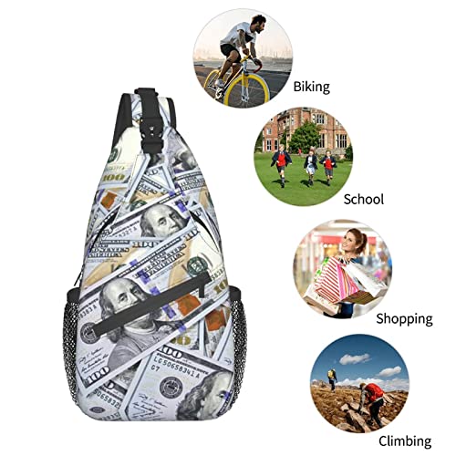 Us Bill Dollars Money Unisex Chest Bags Crossbody Sling Backpack Travel Hiking Daypack Crossbody Shoulder Bag For Women Men