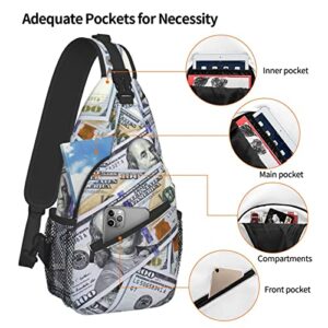 Us Bill Dollars Money Unisex Chest Bags Crossbody Sling Backpack Travel Hiking Daypack Crossbody Shoulder Bag For Women Men