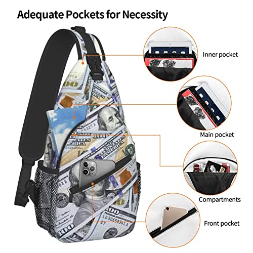 Us Bill Dollars Money Unisex Chest Bags Crossbody Sling Backpack Travel Hiking Daypack Crossbody Shoulder Bag For Women Men