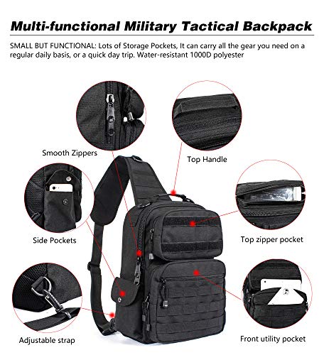 Leaper Military Tactical Backpack Assault Pack Sling Bag Molle Backpack Out Bag Black