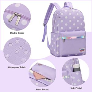 mygreen Cartoon Dot Prints Backpacks for Girls Kids Elementary School Bags Boys Nylon Bookbag Purple