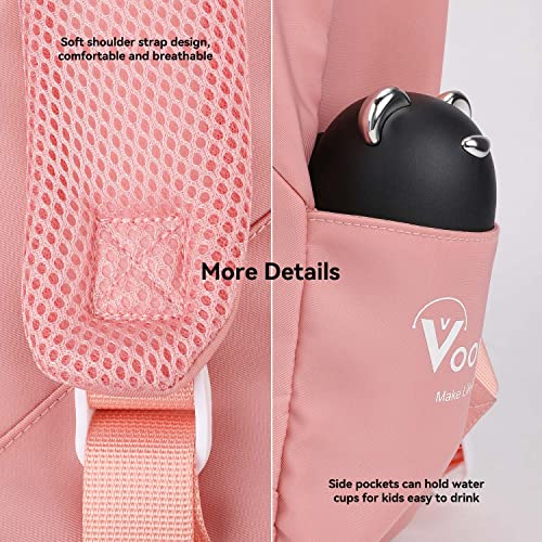 Voova Kids Backpack for Teen Girls Boys, Cute Mini Backpacks for Toddlers Preschool and Kindergarten, Waterproof Lightweight Small School Bookbag Fits 3 To 12 Years Old for School and Travel, Pink