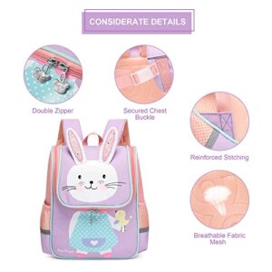 Otbjmbx Cute Toddler Backpack Toddler Bag, Casual Daypack for Girls High Capacity with Bottle Side Pockets School Bag for Baby Kids Girl Boy 1-5 Years (Rabbit-Pink)