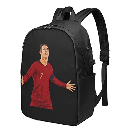 Ronaldo #7 Cr7 Adult Youth Backpacks Student Bag Laptop Bag Bookbag Usb Backpack 17 Inch For Daily