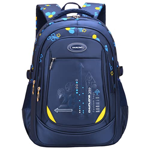 Geometric-Print School-Bag Backpack for Boys Primary Middle School Bookbag Rucksack