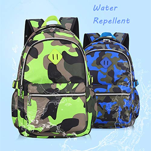 Ladyzone Camo School Backpack Lightweight Schoolbag Travel Camp Outdoor Daypack (Camouflage Blue（NS）)