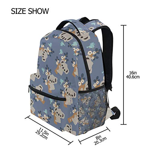 Koala Floral School Backpack for Boys Girls Bookbag Travel Bag