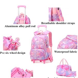 Diamond,Geometric 3Pcs Kids Rolling Backpack Set Wheeled Elementary School Bag Trolley Bookbag for Boys