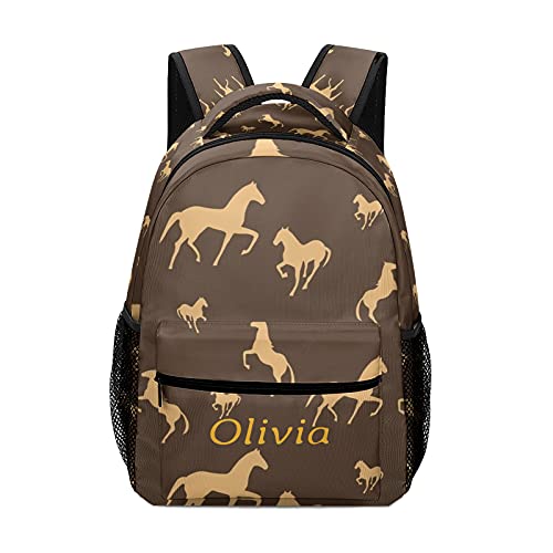 Cute Funny Horse Bag Backpack Personalized Name Waterproof for Boys Gift