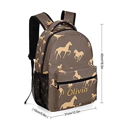 Cute Funny Horse Bag Backpack Personalized Name Waterproof for Boys Gift