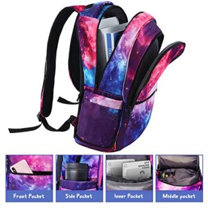 E-Clover Backpack for School Girls Kids Galaxy Backpacks Elementary School Bags Water Resistant Bookba with Removable Shoulder Bag Rucksack Purple Pink Birthday Gifts