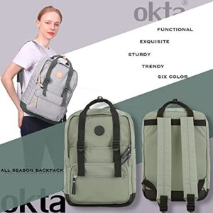 OKTA Laptop Waterproof Hiking Backpack for women - Shoulders School Bag (Olive-green)