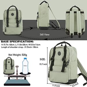 OKTA Laptop Waterproof Hiking Backpack for women - Shoulders School Bag (Olive-green)