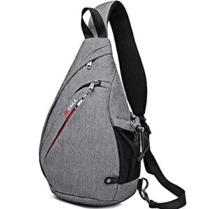 kaka sling bag, crossbody backpack canvas waterproof daypack casual shoulder bag(small one grey)…