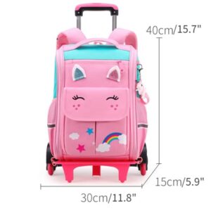 HUIHSVHA Cute Cartoon Rolling Backpack, boys girls Luggage Trolley Case School Bags , Travel Vacation Backpacks with Wheels