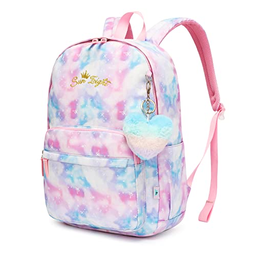 Otbjmbx Backpack for Girls, Kids Elementary Bookbag, Waterproof Large Space School Backpacks for Teens, suitable for Travel and School (Tie Dyed Purple)