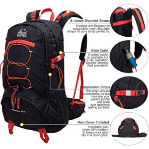 Aveler 40L Versatile Lightweight Nylon High Performance Hiking Backpack With Integrated Rain Cover