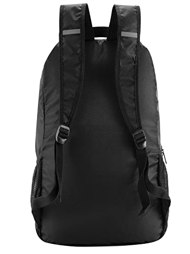 25L Lightweight Packable Backpack Handy Water Resistant Foldable Daypack Bag for Travel Camping Outdoor (Black)