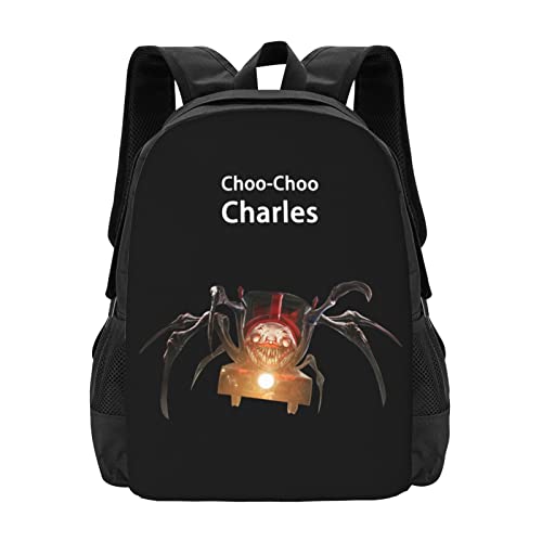 Choo-Choo Charles Backpack for School Cartoon Bookbag 3D Double-Side Large Capacity Lightweight Travel Casual Daypack