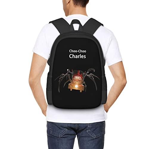 Choo-Choo Charles Backpack for School Cartoon Bookbag 3D Double-Side Large Capacity Lightweight Travel Casual Daypack