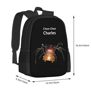 Choo-Choo Charles Backpack for School Cartoon Bookbag 3D Double-Side Large Capacity Lightweight Travel Casual Daypack