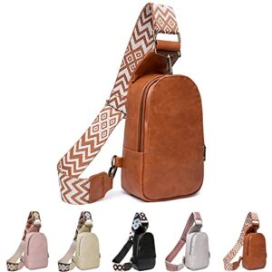 women chest bag sling bag guitar strap small crossbody pu leather satchel daypack multipurpose chest bag for traveling