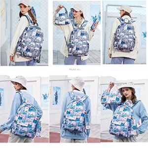 Cat-Print 3Pcs Elementary Bookbag Daypack Primary Middle School Bag Backpack Set for Teens