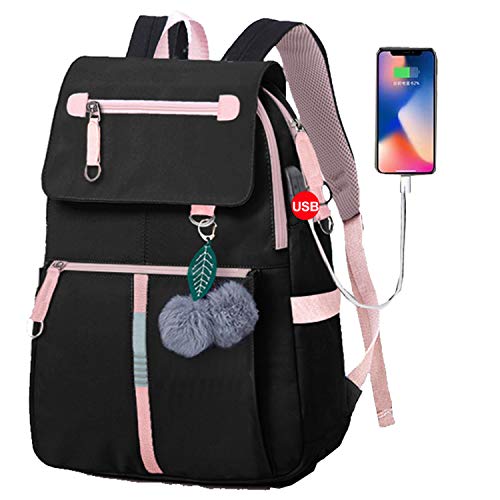 Backpack for Girls Schoolbag Children Bookbag Women Casual Daypack-Black