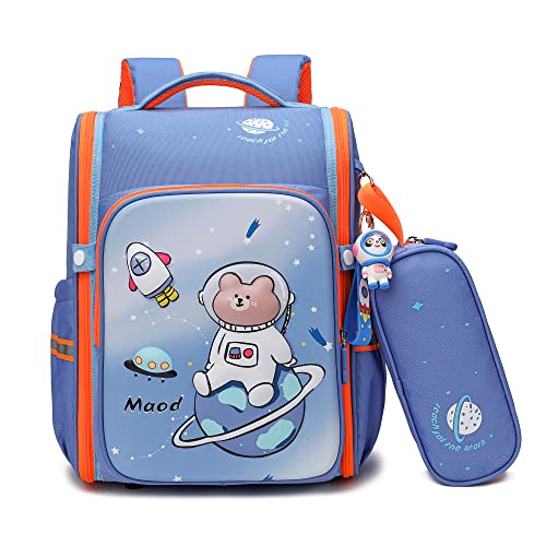 Maod Preschool Boys Backpacks for Kids Elementary School Backpack Suitable For 4-8 Years Old (Blue)