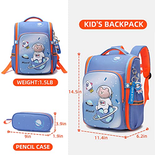 Maod Preschool Boys Backpacks for Kids Elementary School Backpack Suitable For 4-8 Years Old (Blue)