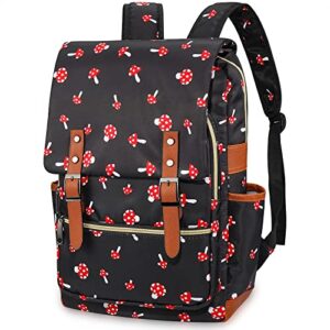 mushroom laptop backpack for girls women, college school bookbags for teenagers