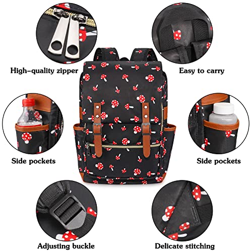 Mushroom Laptop Backpack for Girls Women, College School Bookbags for Teenagers