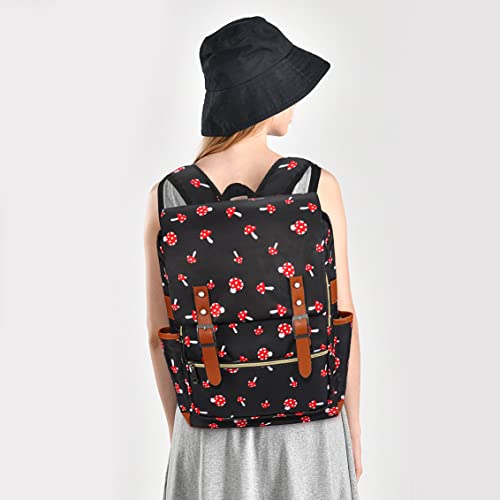 Mushroom Laptop Backpack for Girls Women, College School Bookbags for Teenagers