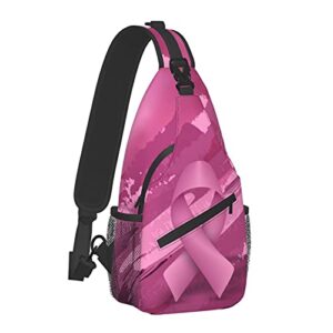 kuoaicy breast cancer pink ribbon crossbody bags for women men chest shoulde hiking travel accessories daypacks, one size