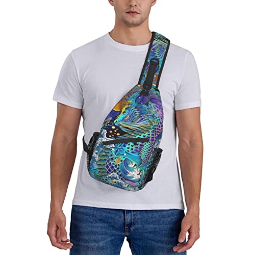 Dragon Animal Large Capacity Crossbody Sling Bag With Adjustable Shoulder Strap Backpack For Hiking Travel Sport Climbing