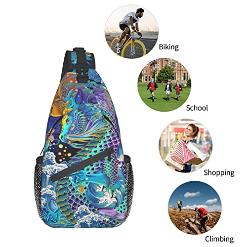 Dragon Animal Large Capacity Crossbody Sling Bag With Adjustable Shoulder Strap Backpack For Hiking Travel Sport Climbing