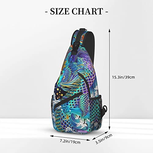 Dragon Animal Large Capacity Crossbody Sling Bag With Adjustable Shoulder Strap Backpack For Hiking Travel Sport Climbing