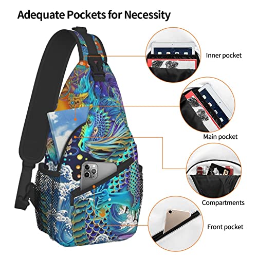 Dragon Animal Large Capacity Crossbody Sling Bag With Adjustable Shoulder Strap Backpack For Hiking Travel Sport Climbing