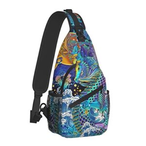 Dragon Animal Large Capacity Crossbody Sling Bag With Adjustable Shoulder Strap Backpack For Hiking Travel Sport Climbing