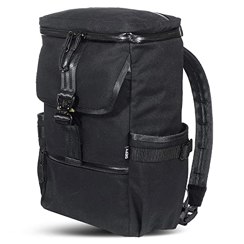 DEFY Menace Backpack 2.0 | Waxed Canvas Backpack | 18 Liter Utility Backpack For Men | Premium Tech Backpack w/ 16 Inch Laptop Sleeve | Water Repellent Travel & Commuter Pack (Black)