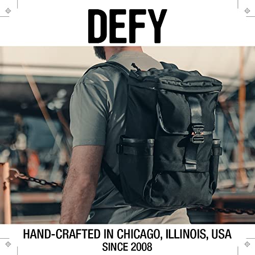 DEFY Menace Backpack 2.0 | Waxed Canvas Backpack | 18 Liter Utility Backpack For Men | Premium Tech Backpack w/ 16 Inch Laptop Sleeve | Water Repellent Travel & Commuter Pack (Black)