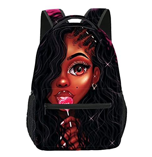 GALIRVC African Black Girl Bookbag Cute Backpack Casual Schoolbag for Teens Girls Students School Outdoor 17 Inch