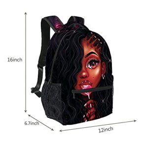 GALIRVC African Black Girl Bookbag Cute Backpack Casual Schoolbag for Teens Girls Students School Outdoor 17 Inch