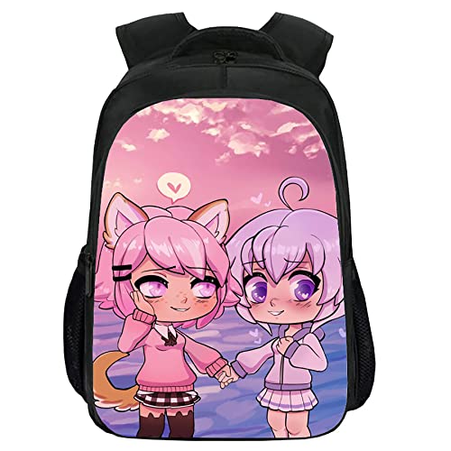 Gacha Life Backpacks, Casual Backpacks Cartoon Backpacks Laptop Bags Travel Backpacks Large Capacity Girl Boy Backpacks 16in