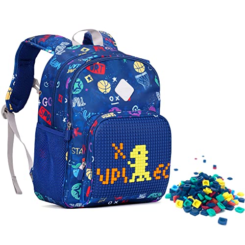 UPIXEL Elementary School Backpack for Boys and Girls DIY Patterns Kids Backpack for Age 6-12 Big Capacity 3 Compartments Kids Bookbag with Chest Strap