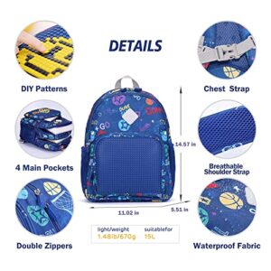 UPIXEL Elementary School Backpack for Boys and Girls DIY Patterns Kids Backpack for Age 6-12 Big Capacity 3 Compartments Kids Bookbag with Chest Strap