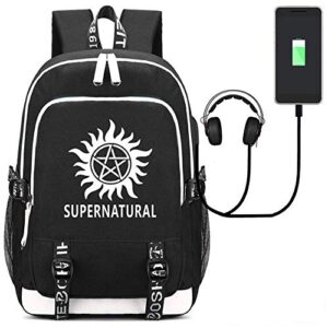 caiyan hot fashion unisex supernatural spn backpack usb charging headphones bag laptop bag school backpack