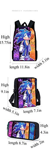 SUONI 3 Pcs Backpack Set for Boys Girls Adults,Backpack with Shoulder Bag Pencil Case 2